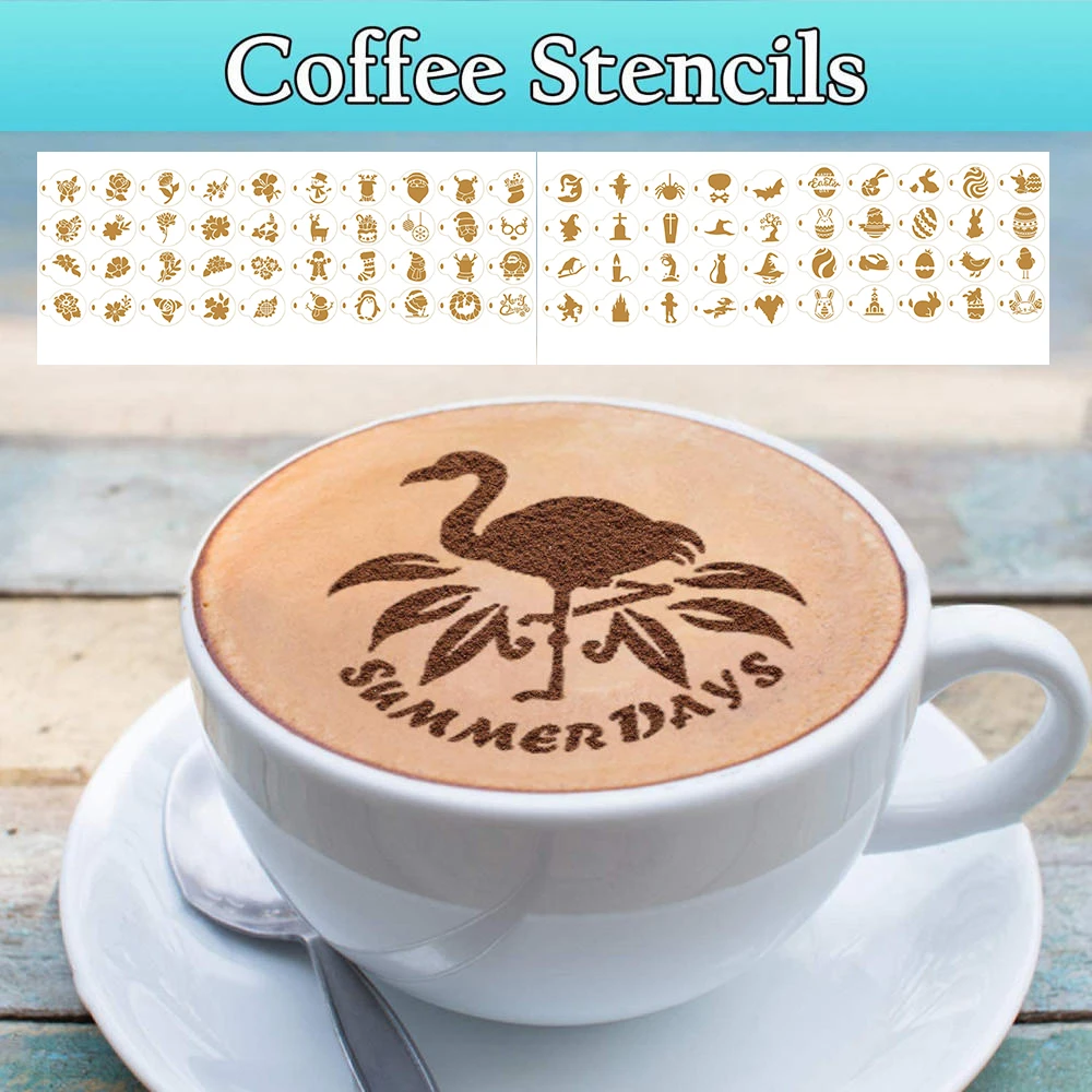 20pcs Coffee Stencil Latte Cappuccino Decorating Stencils Cake Cookie ...