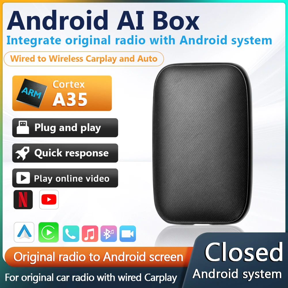 Carplay inalámbrico Auto AI Box compatible con IPTV, Netflix, TV ...