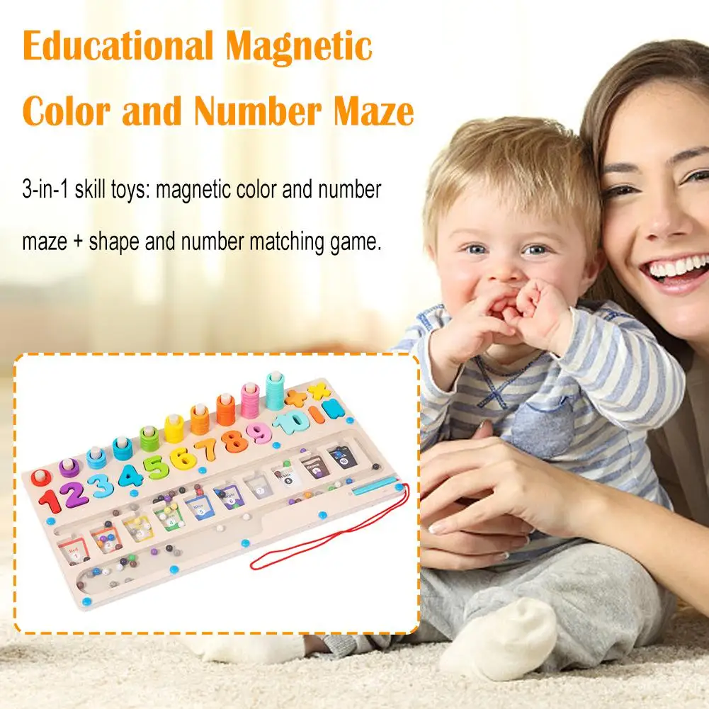 Wooden Color Matching Puzzle Board Learning Counting Shape Board Games ...