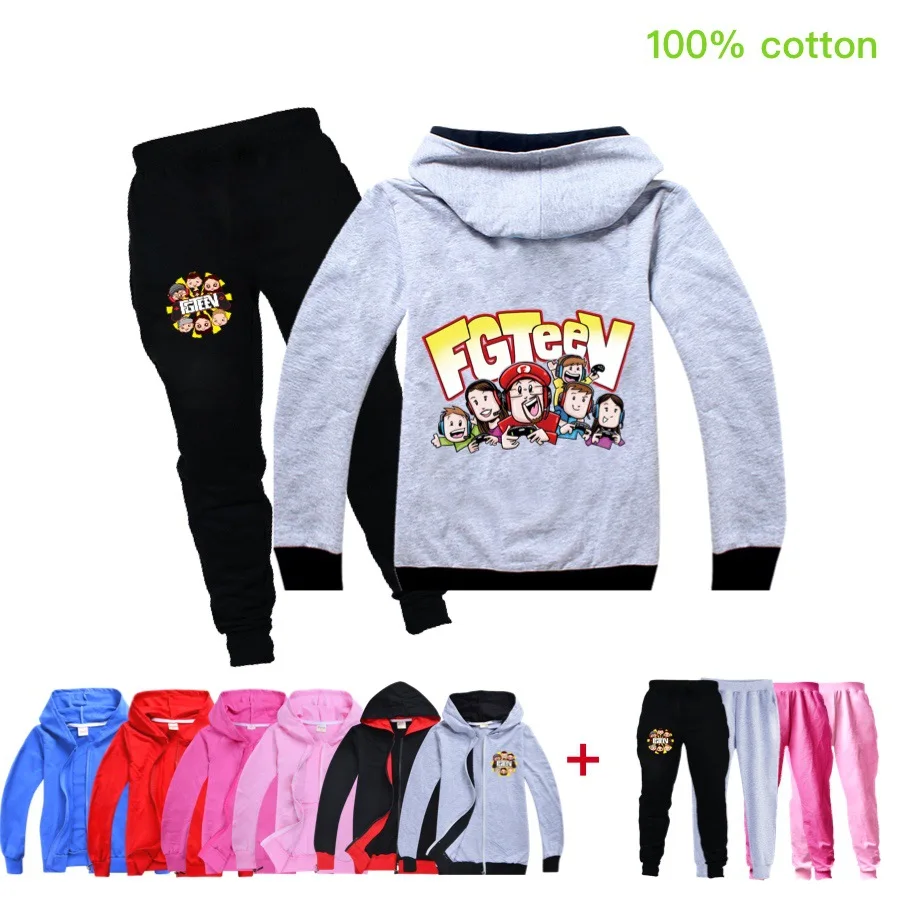 Cartoon Fgteev Print Boys Girls Clothing Spring Fall Kids Zipper Hood ...