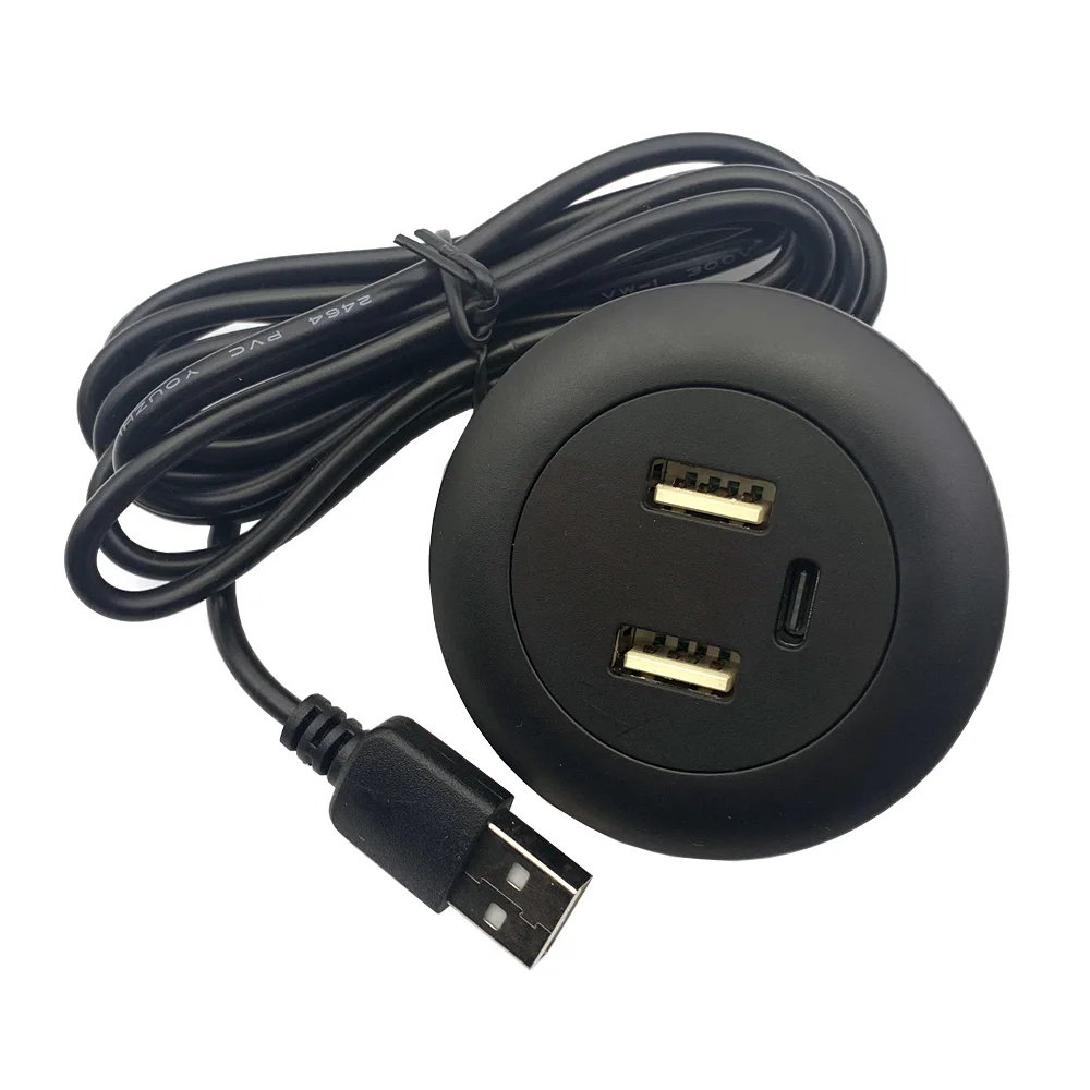 Desktop Hole Embedded 5V2A USB to 2USB+type-C Dual Socket Hidden ...