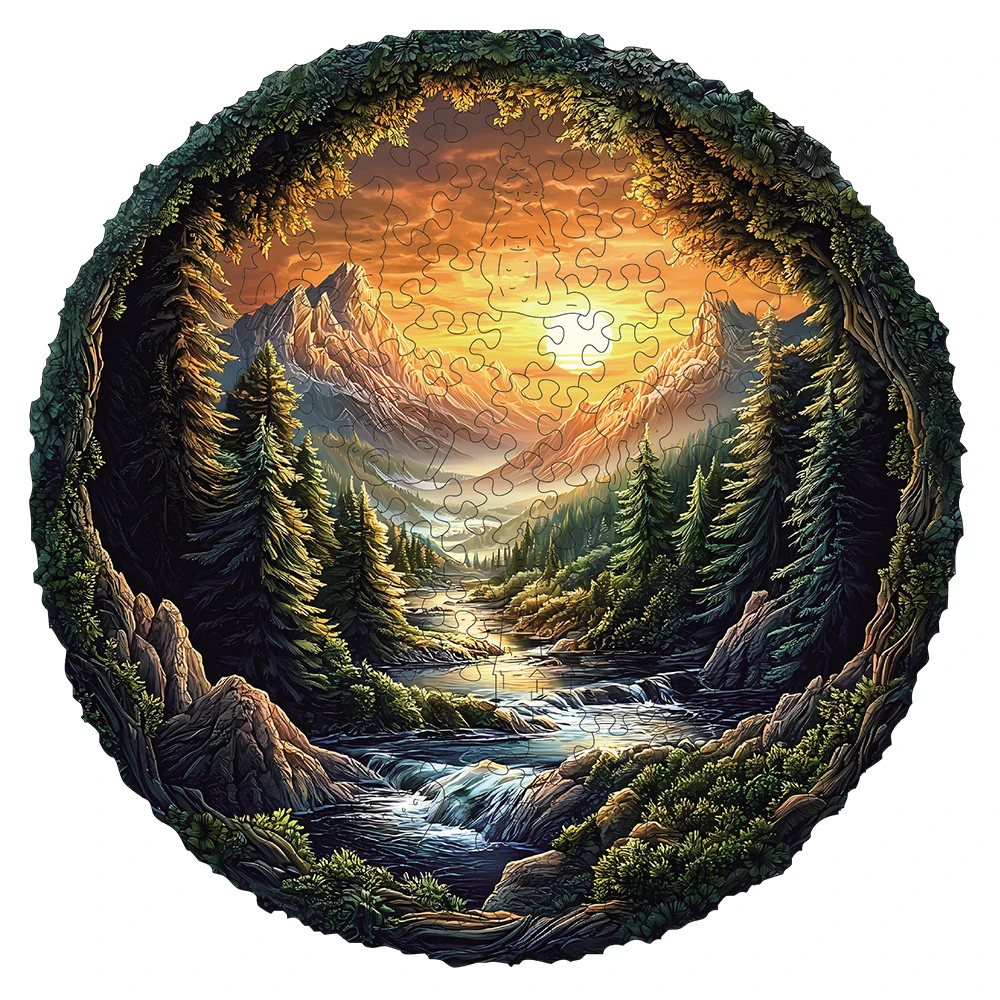Mountain Streams Wooden Puzzle for Adults-3D Vision Effect Wooden ...