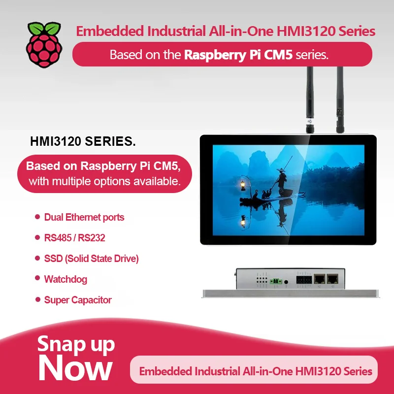 Raspberry Pi CM5 Embedded Industrial All-in-One HMI3120 Series ...