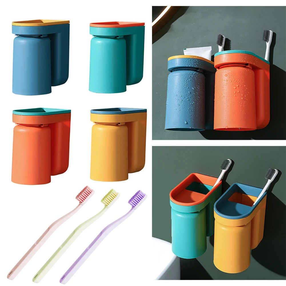 4PCS-Toothbrush-Holder-with-Cup-Toothbrush-Wall-Mounted-Toothbrush-Cup ...