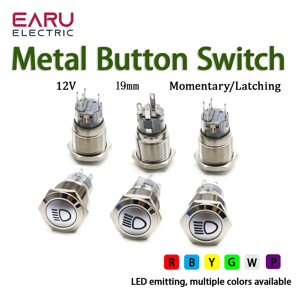 19mm-Metal-Push-Button-Switch-Waterproof-LED-Latching-Locking-Momentary ...