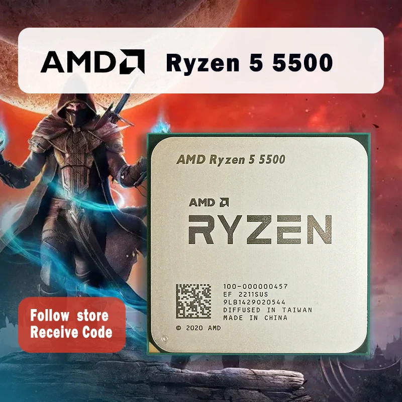 Novo amd ryzen 5 5500 r5 5500 3.6 ghz 6 core processador cpu de 12 linhas 7nm l3 = 16m 100 ...