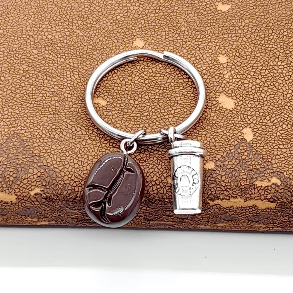 1 Piece Coffee Beans Keychain 3D Coffee Cup Keyrings Friendship ...