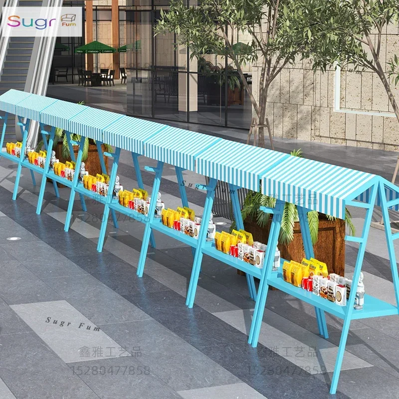 Modern wrought iron float stall trolley display stand snack cart night ...