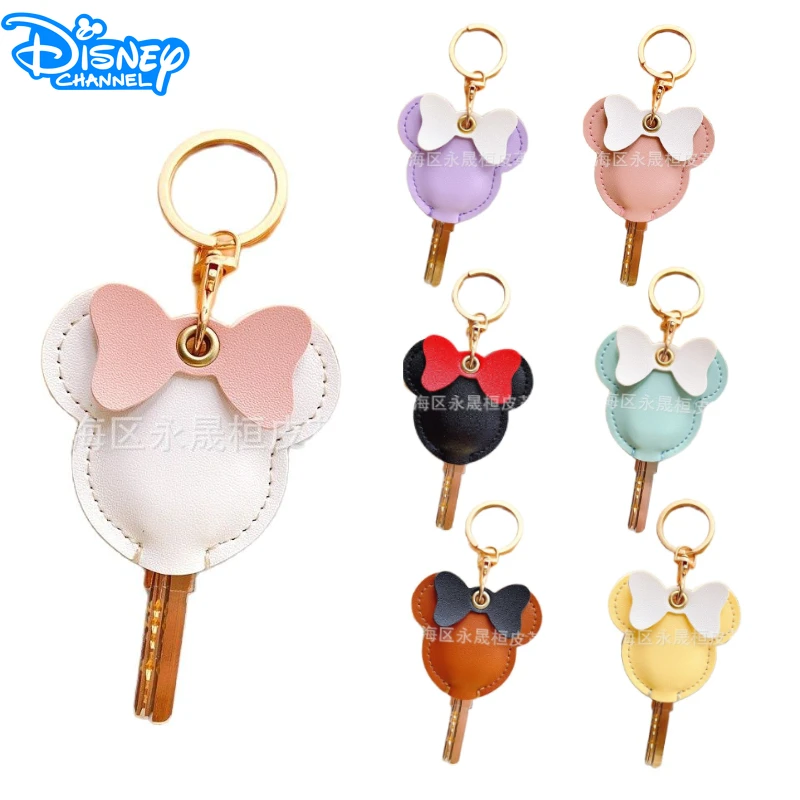 Disney Leather Key Holder Mickey PU Key Case Bow Tie Anime Keychain ...