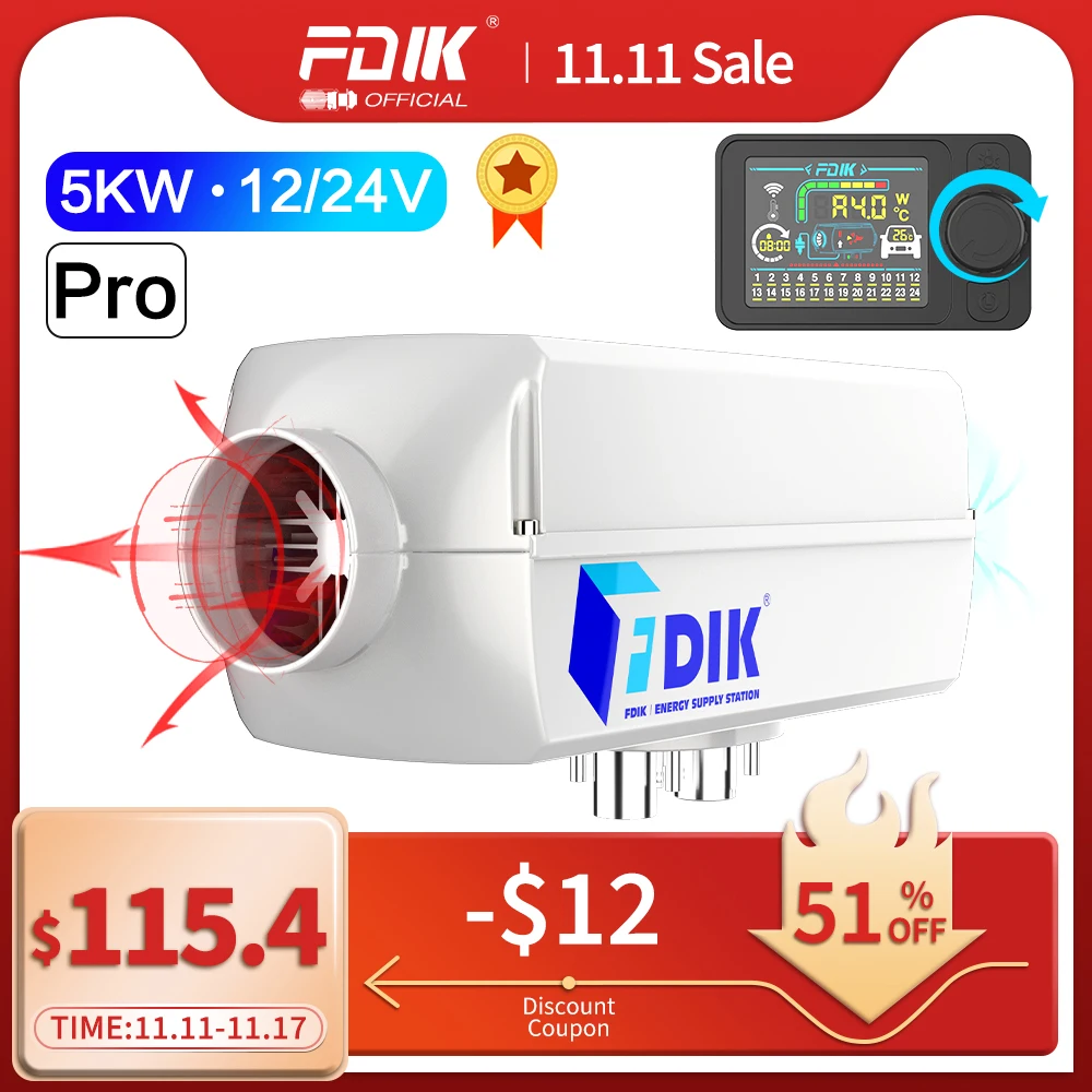 FDIK-Diesel-Heater-5KW-Aluminum-Shell-Pro-Air-Parking-Heater-Knob ...