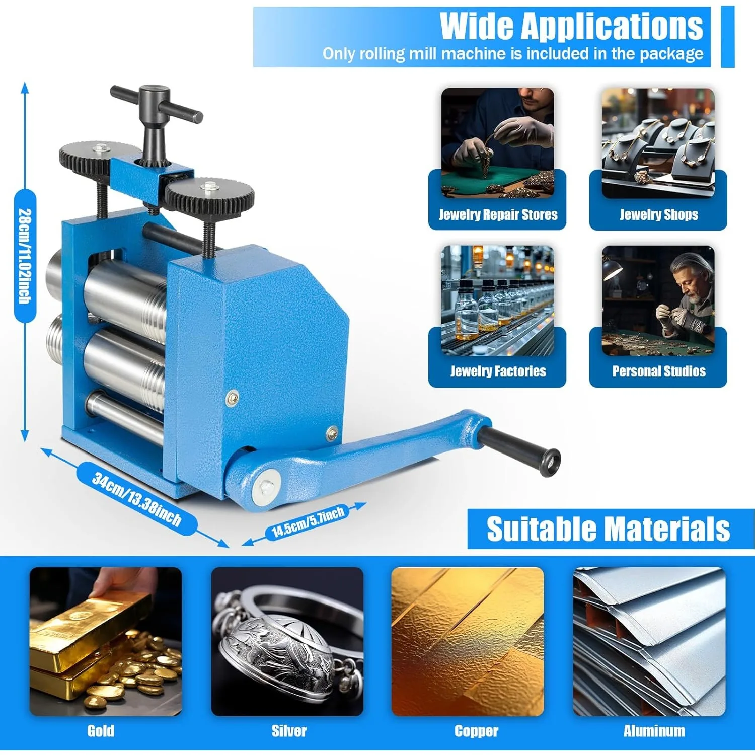 CNCEST 3-in-1 Portable Jewelry Rolling Mill Machine,Rolling Mill ...