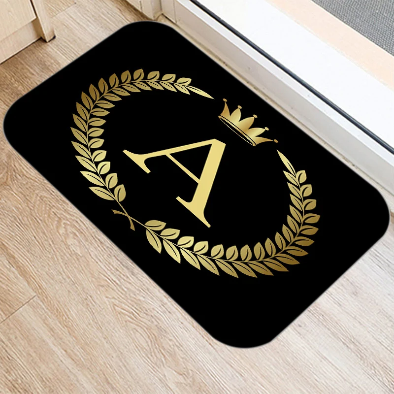 Black-Golden-Crown-Printed-Letter-Carpet-Hallway-Doormat-Living-Room ...