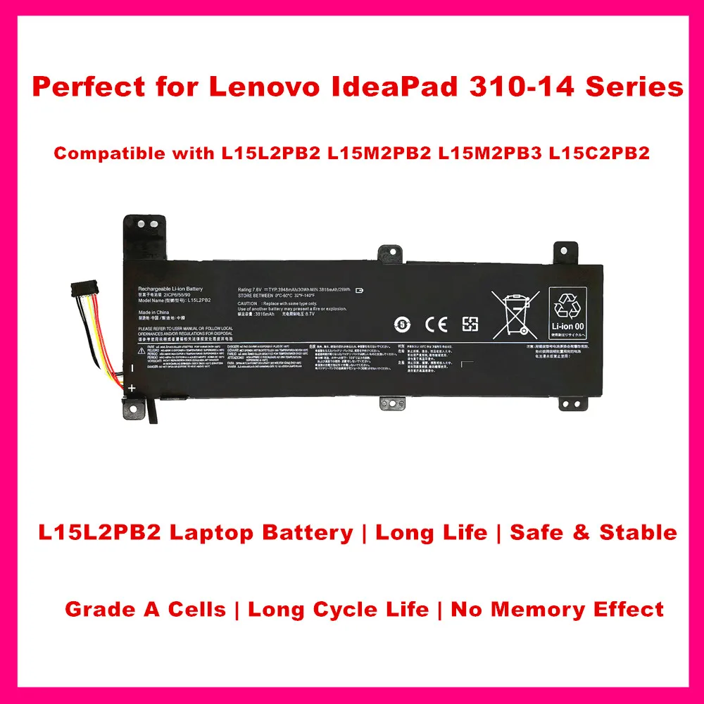 L15L2PB2 Laptop Battery for Lenovo IdeaPad 310-14ISK 310-14IKB 310 ...