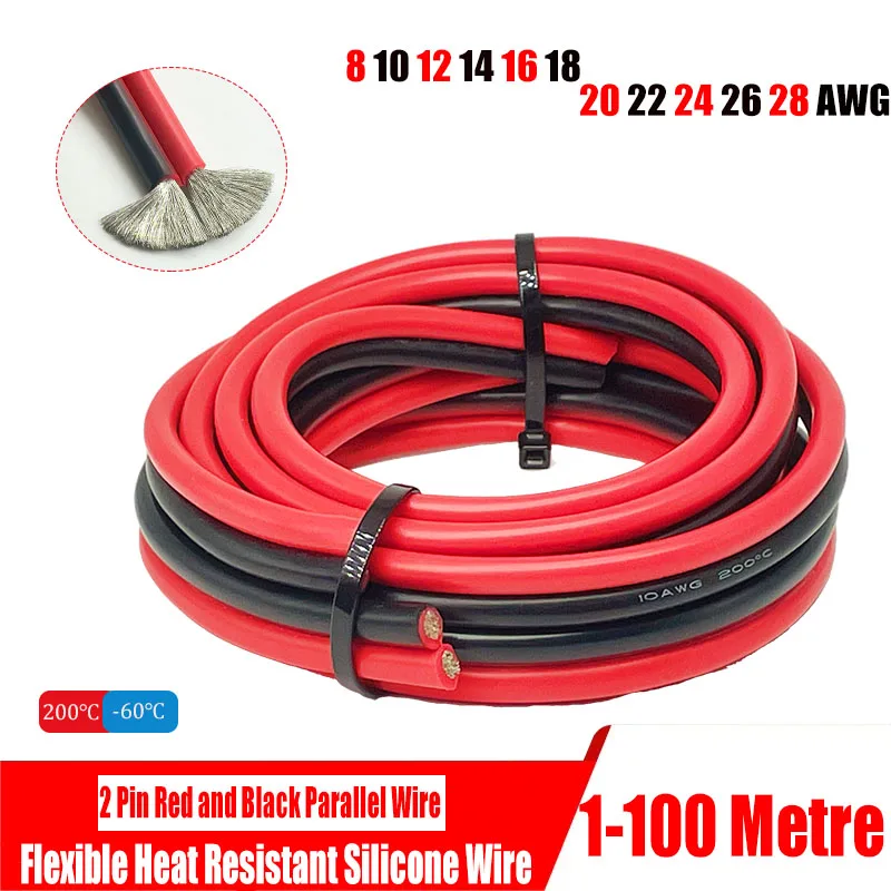 Super-Soft-2-Pin-Red-Black-Silicone-Wire-28awg-26awg-24awg-22awg-20-18 ...