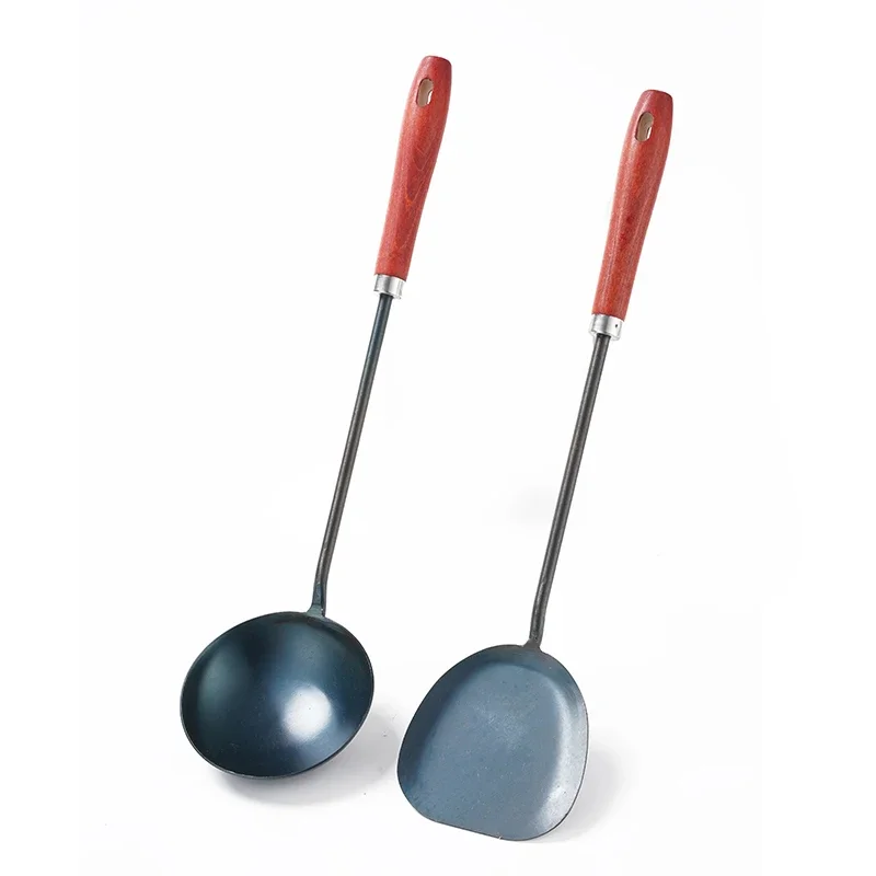 Handmade-forged-pot-shovel-Wok-Spatula-spoon-set-kitchen-cook-iron ...