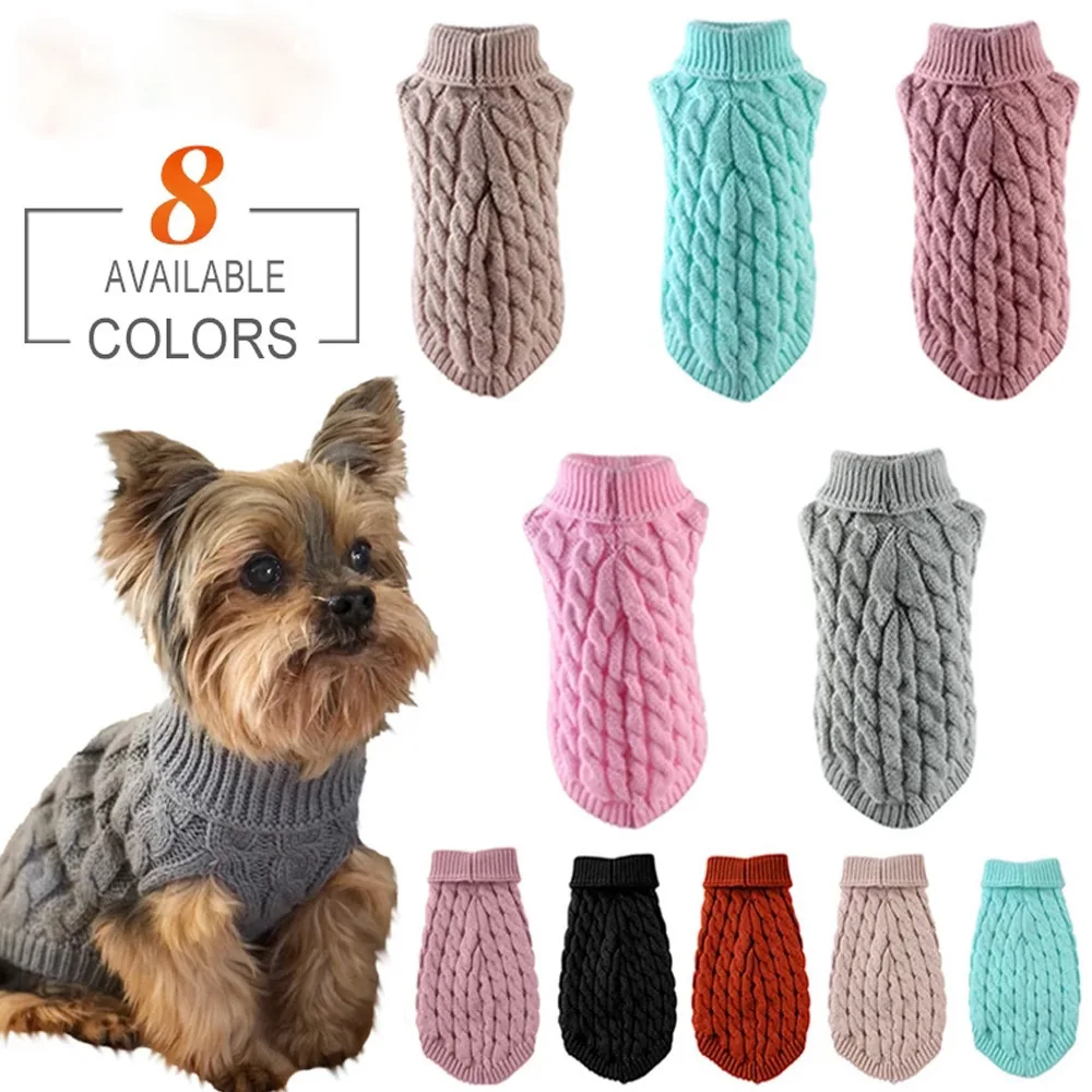 Dog Sweaters for Small Dogs Winter Warm Dog Clothes Turtleneck Knitted ...