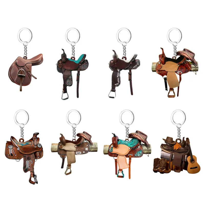 Horse-Saddle-Keychain-Creative-Acrylic-Car-Keychain-Ornament-Hangings ...
