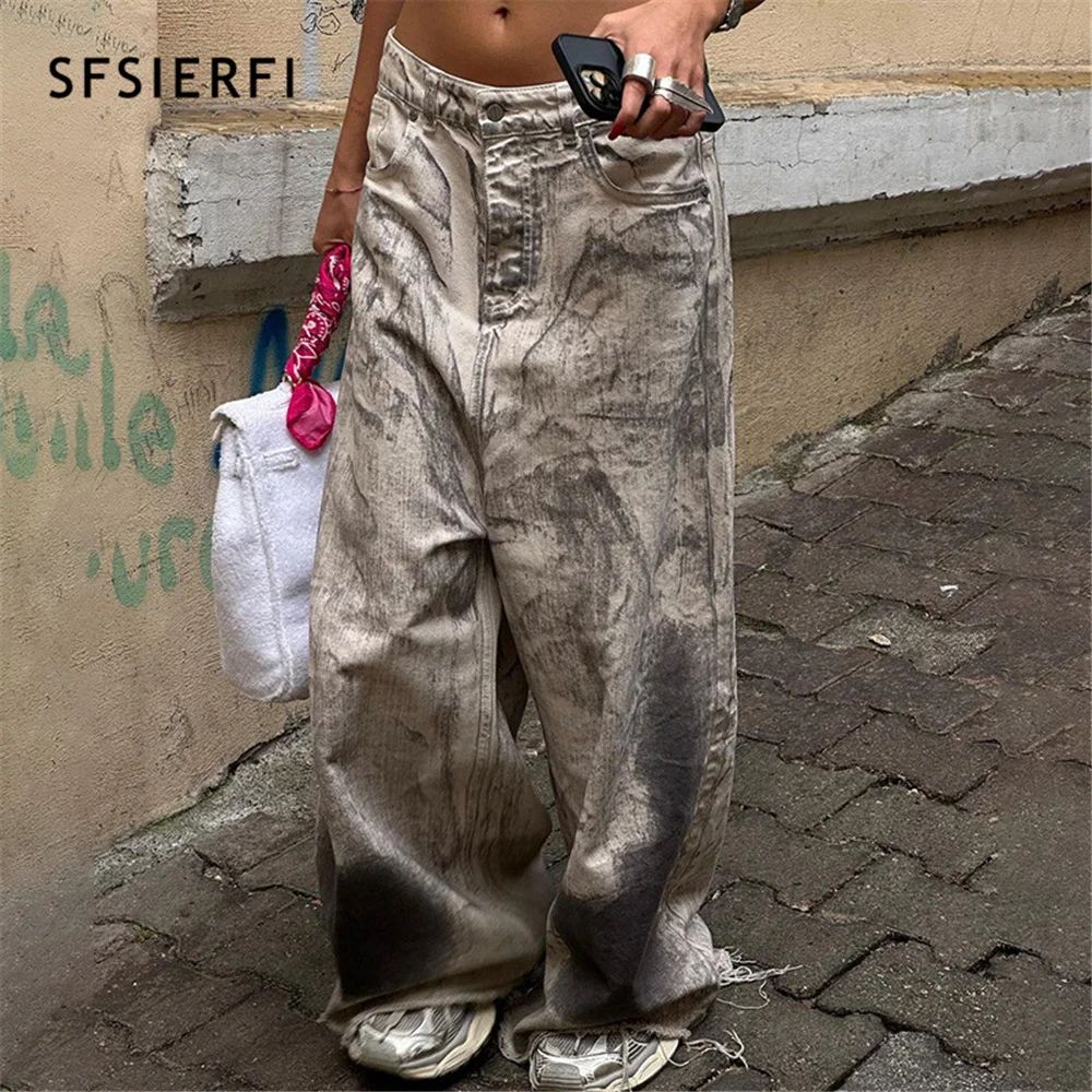 SFSIERFI-Trashy-Street-Dirty-Graffiti-Jeans-Women-Harajuku-Wash-Water ...
