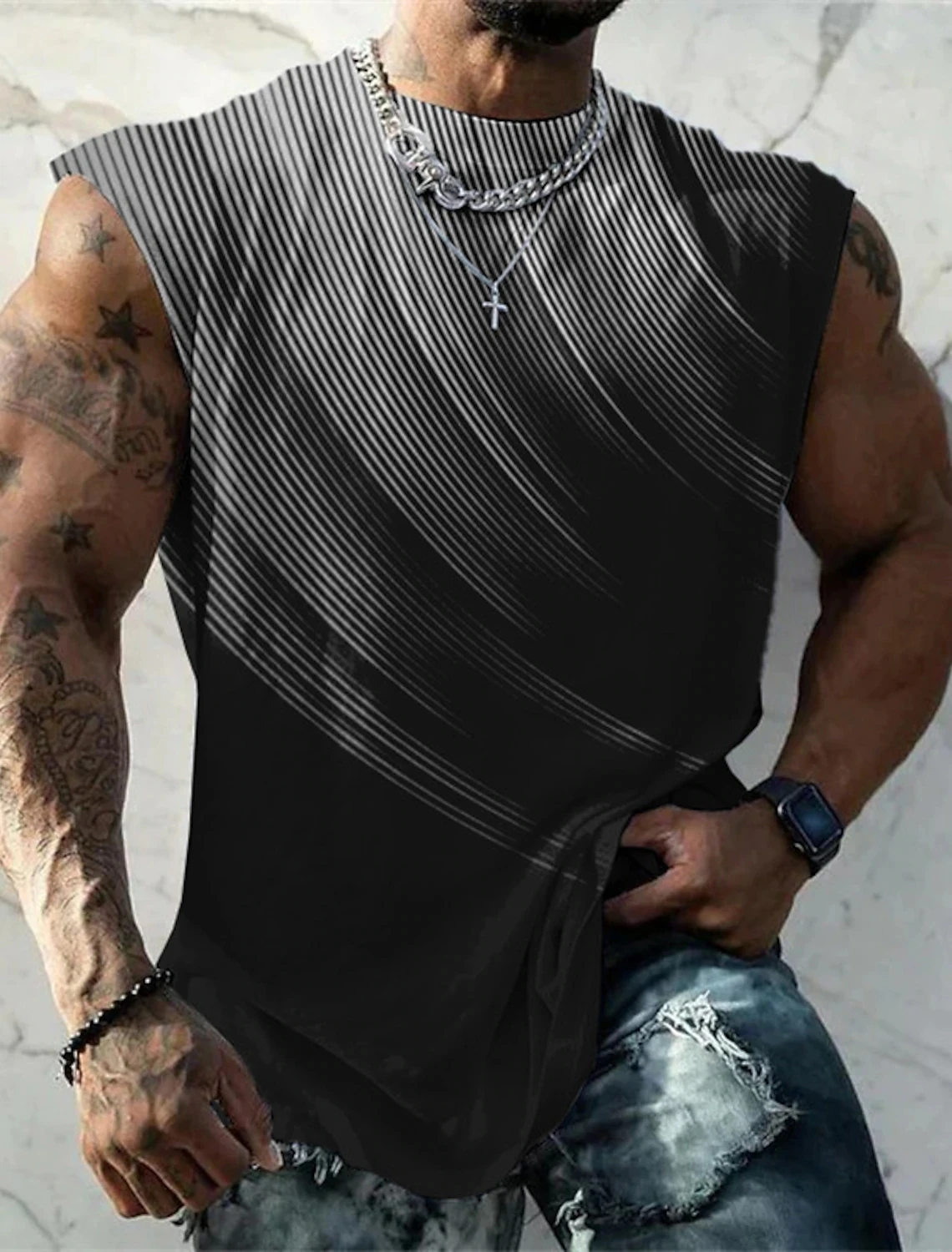 Vintage-Men-s-Vest-Sleeveless-Two-Color-T-Shirt-Pattern-Geometric ...