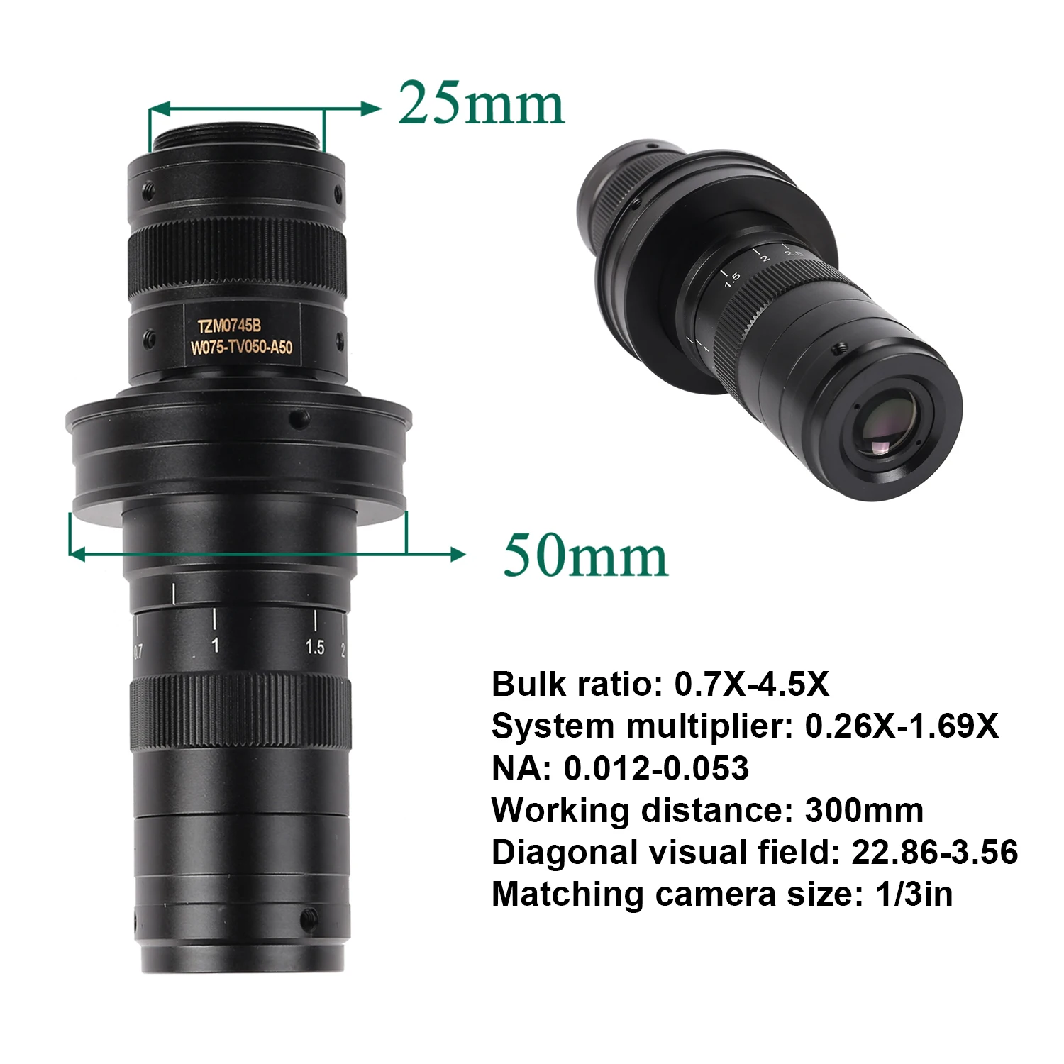 Adjustable-150X-Zoom-C-Mount-Lens-0-7X-4-5X-Magnification-Glass ...