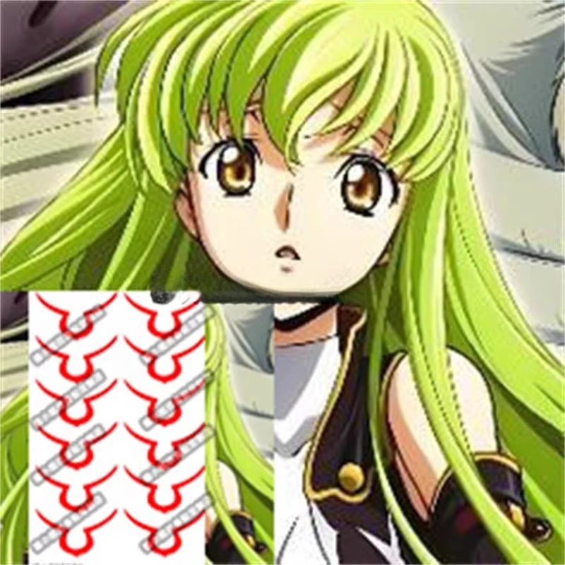Code Lelouch Lamperouge C.C. Cosplay Tattoo Stickers Head Tattoos ...