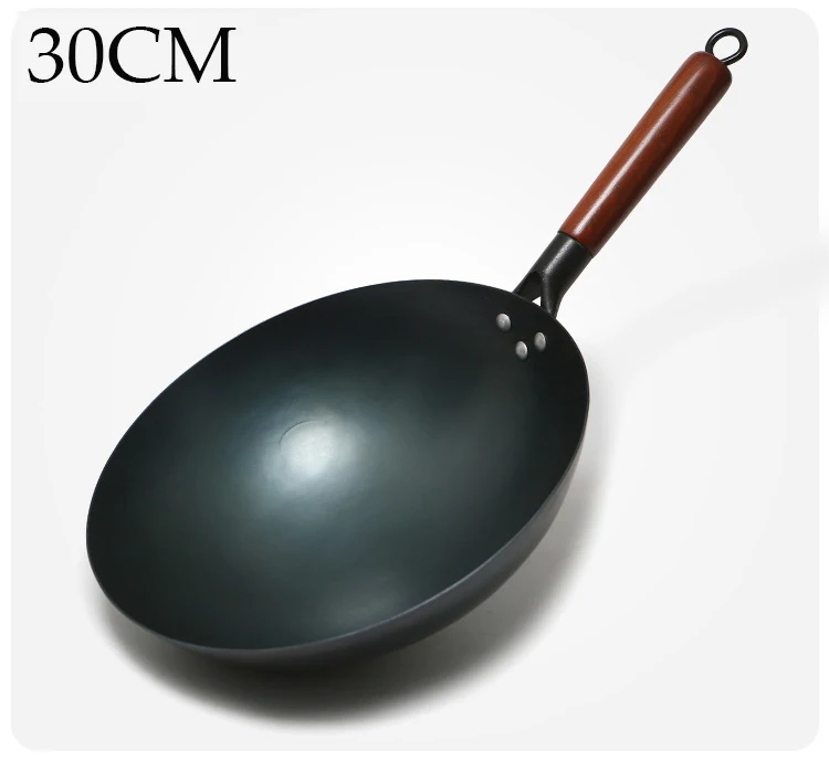 2022New-Chinese-Traditional-Iron-Wok-Handmade-Large-Wok-Wooden-Handle ...