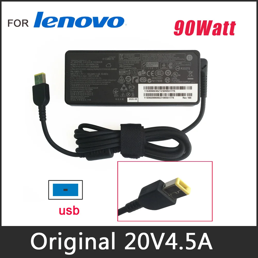 20V 4.5A 90W AC Adapter Charger For Lenovo Thinkpad T440 T440S L440 ...