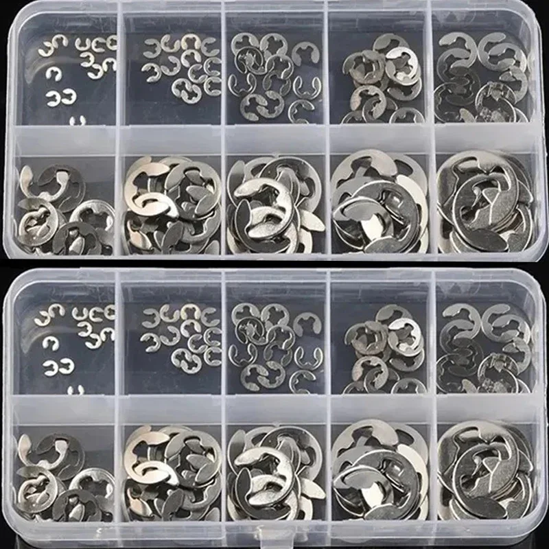 120pcs 1.5/2/3/4/5/6/7/8/9/10mm Stainless Steel E-clips Ring Snap ...