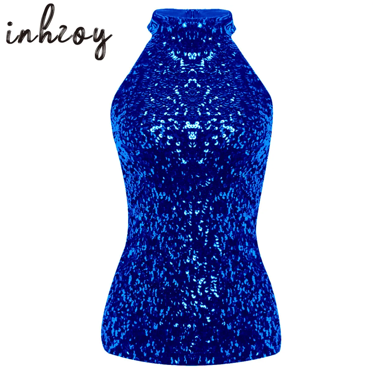 Women Sequins Halter Dance Top Glitter Shimmer Sparkle Stage ...
