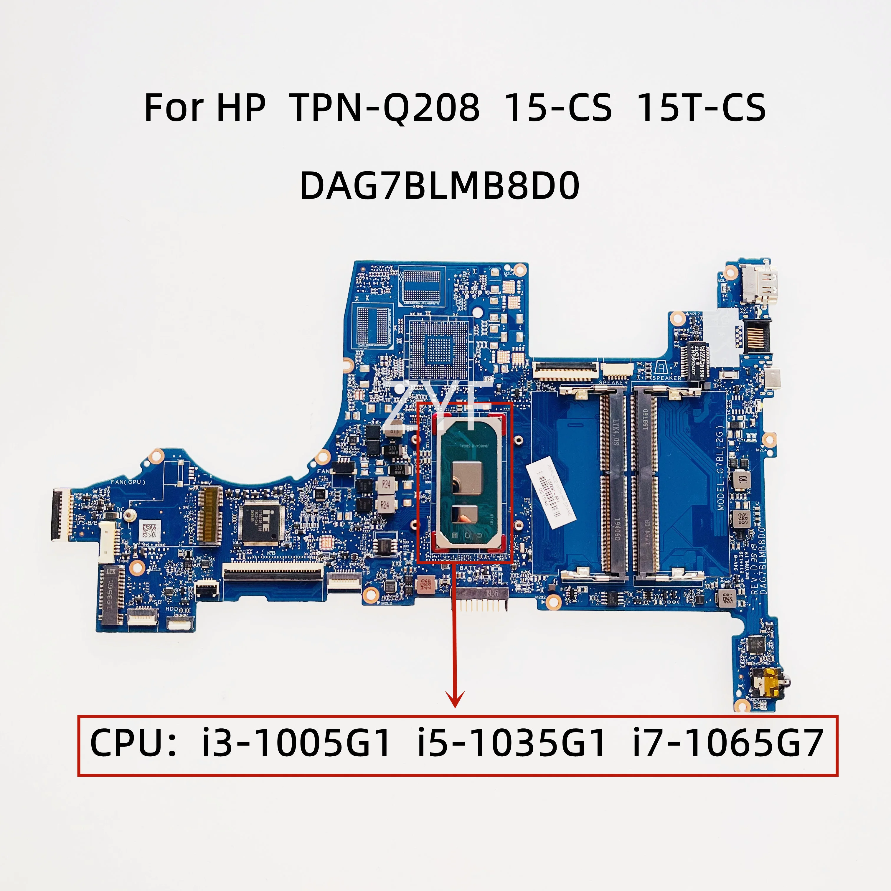 Para HP TPN-Q208 15-CS G7BL placa base de computadora portátil con i3 ...