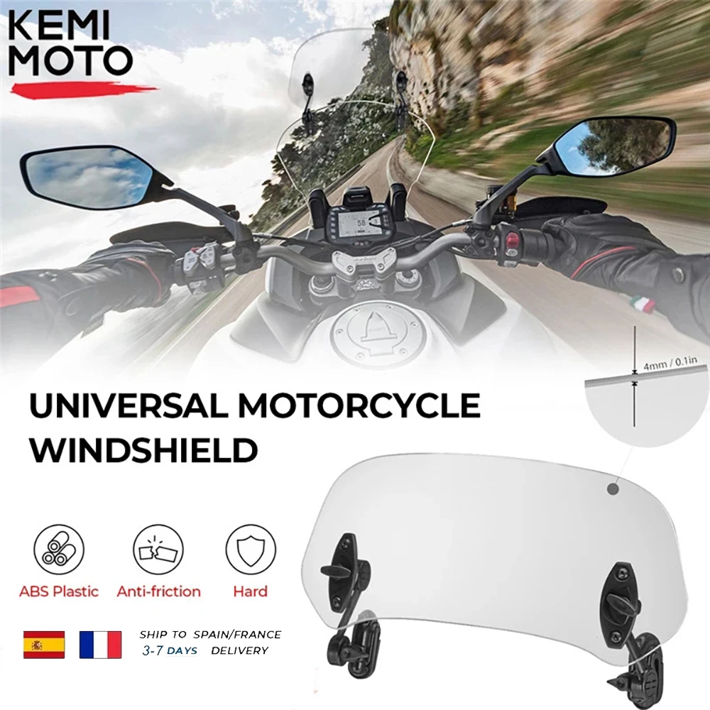 Motorcycle Universal Windshield Clamp-on Variable Windscreen Spoiler ...