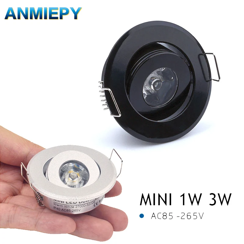 Mini led Downlight 3W 1W Cabinet Recessed Spot light with Driver AC85 ...