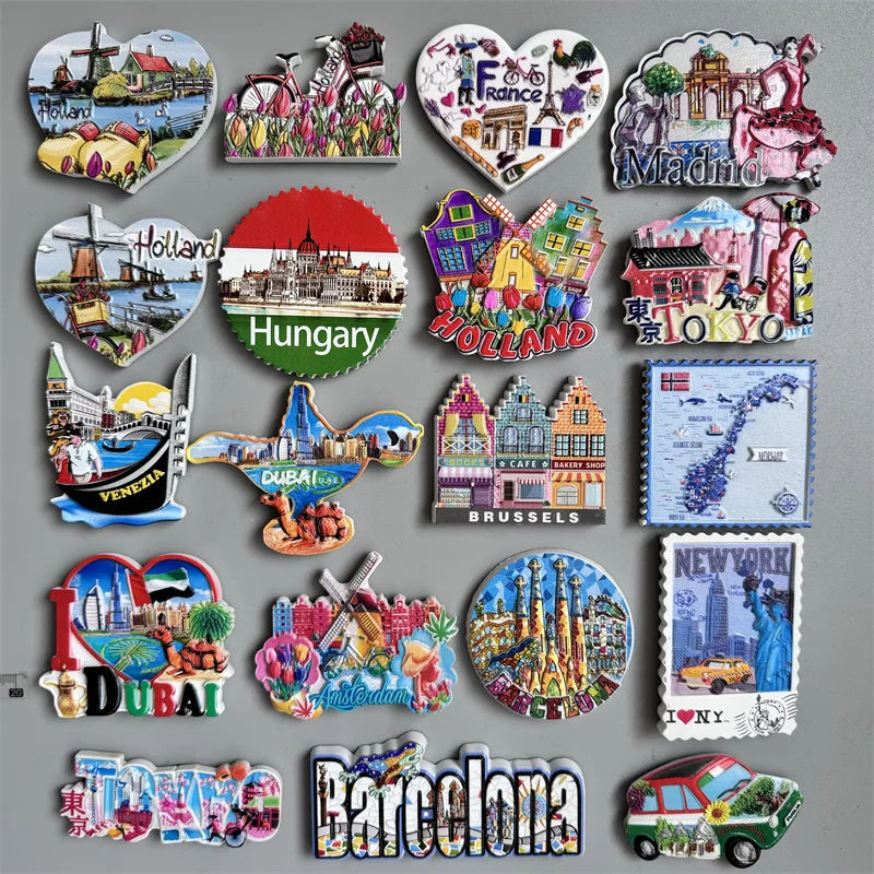 Fridge-magnets-Tourist-Souvenir-Magnetic-Sticker-Spain-Italy-Norway ...