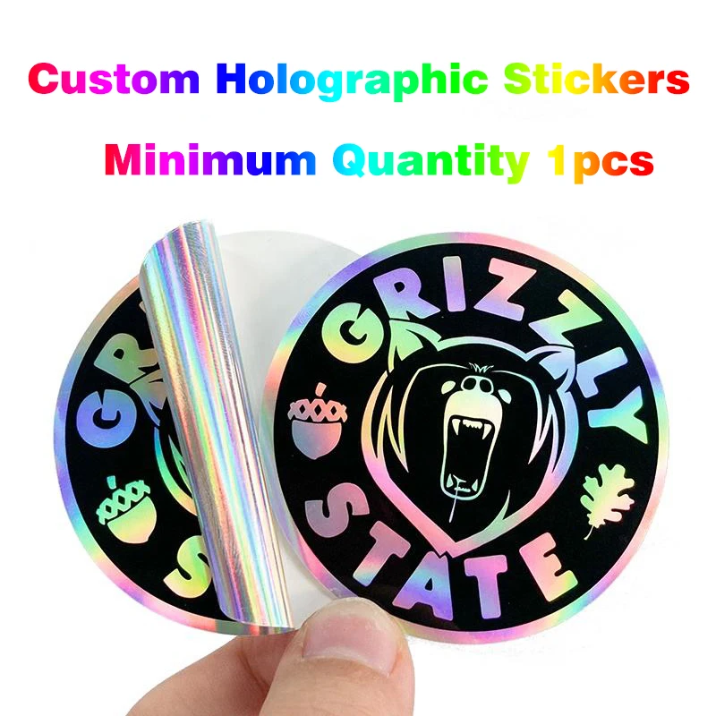 Holographic-Stickers-Custom-Logo-Name-Waterproof-Laser-Silver-Anime-Die ...