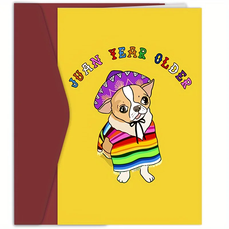 1 pc funny birthday card with a cute puppy pattern. A creative greeting ...