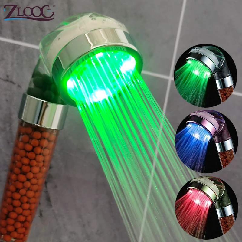 Colorful Led Anion Shower Spa Shower Head Pressurized Water Saving ...