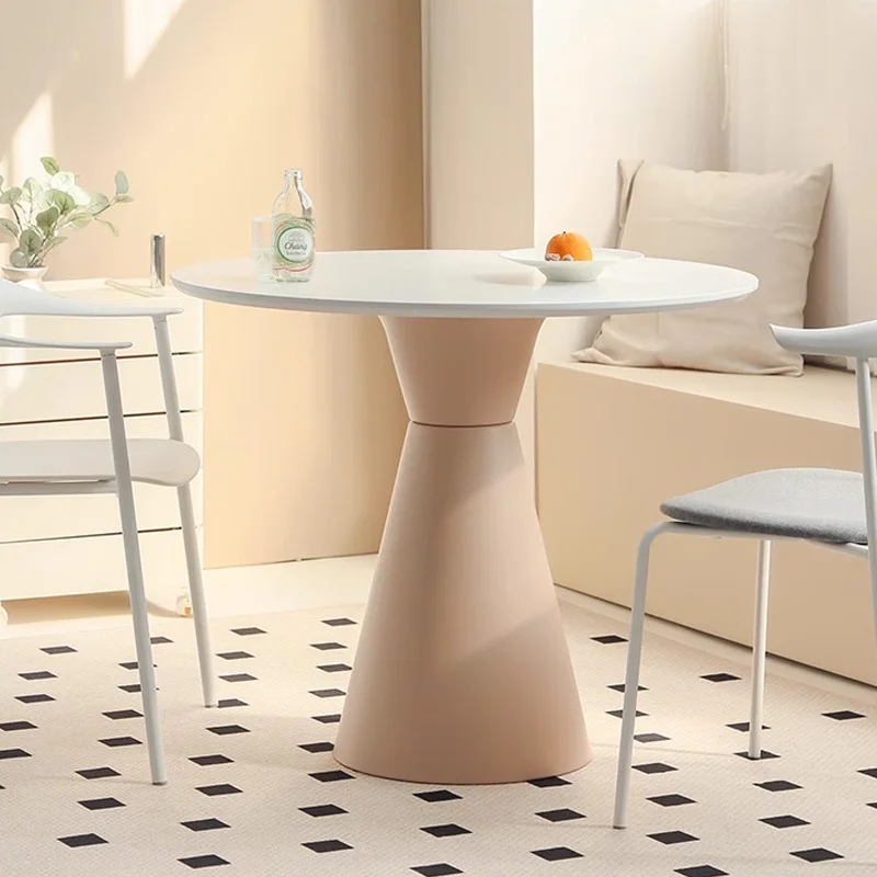 White-Round-Dining-Table-Dressing-Multifunction-Leisure-Coffee-House ...