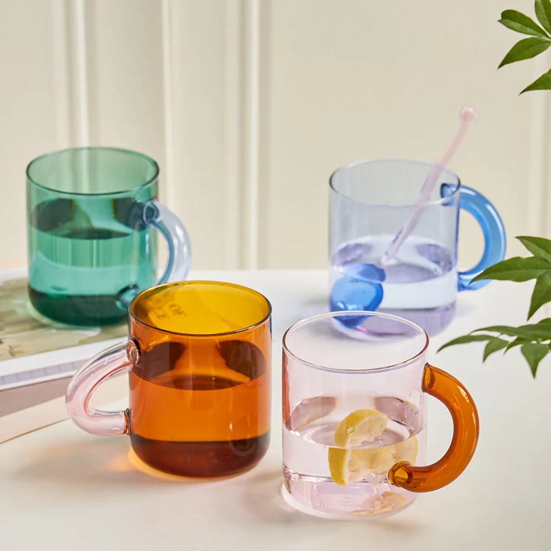 Fat Handle Glass Mug Coffee Cup Heat Resistance Mug Milk Tea Cup ...