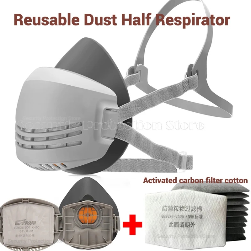 21in1 Dust Mask Carbon Filter Cotton Respirator Half Face Dust-Proof ...