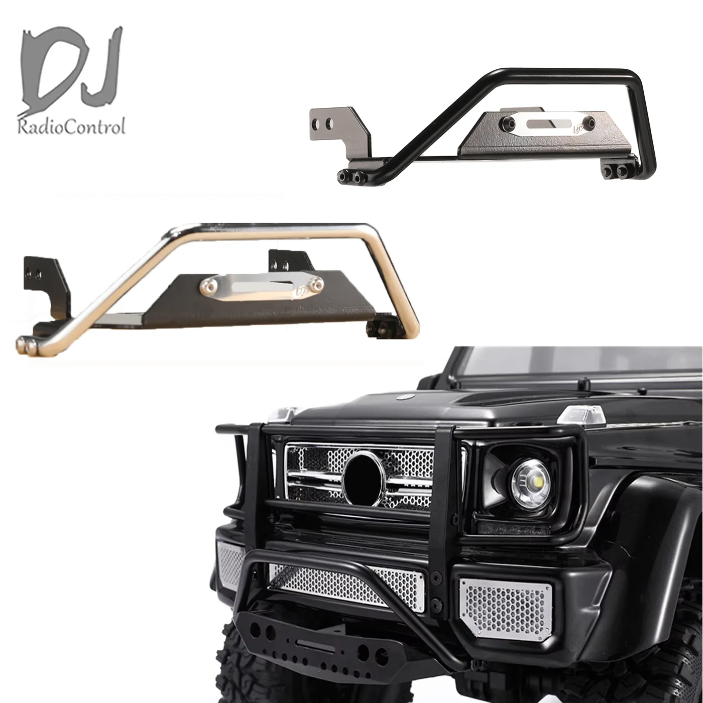 DJ 1/10 Metal Front Bumper Silver Black-Silver Suitable for Trx4 G500 ...