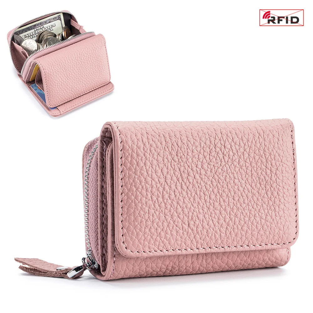 New-Women-s-Wallets-Mini-RFID-Purses-Short-Genuine-Leather-Purse ...
