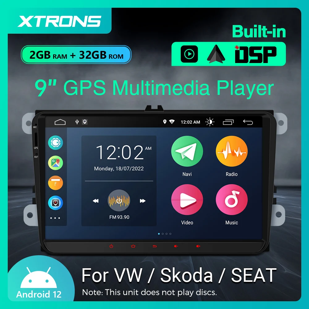 XTRONS-9-Android-12-Car-Radio-for-Volkswagen-Seat-SKODA-Quad-Core-2 ...