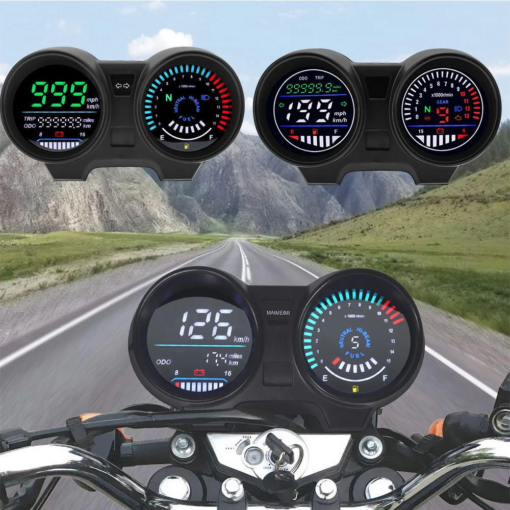 Motorcycle-Dashboard-Digital-Tachometer-Waterproof-Red-Fuel-Gauge-Turn ...