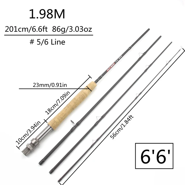 1.98M 2.1M Fly Fishing Rod Portable Carbon UltraLight Slow Action Fly ...