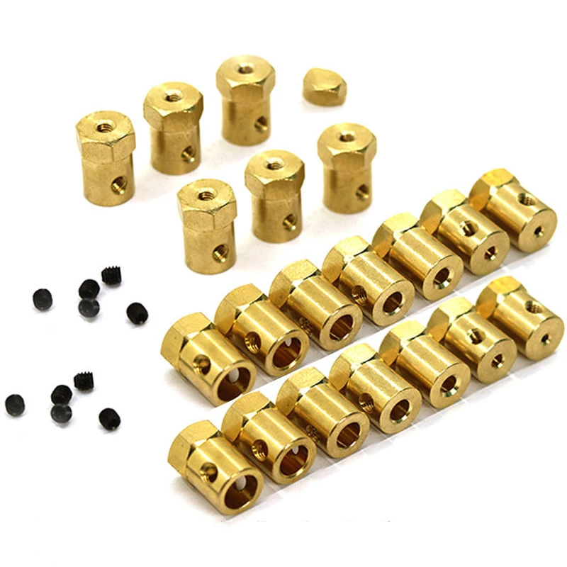 4Pcs 5mm Brass Hub Hex Adapter Hexagonal Shaft Coupling Coupler For Car ...