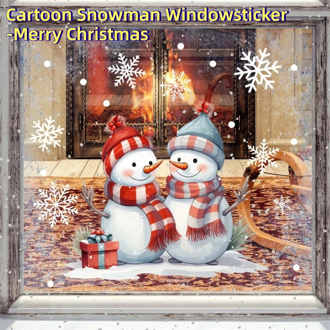 Christmas Cartoon Snowman Window Stickers Christmas Snowflakes Window ...