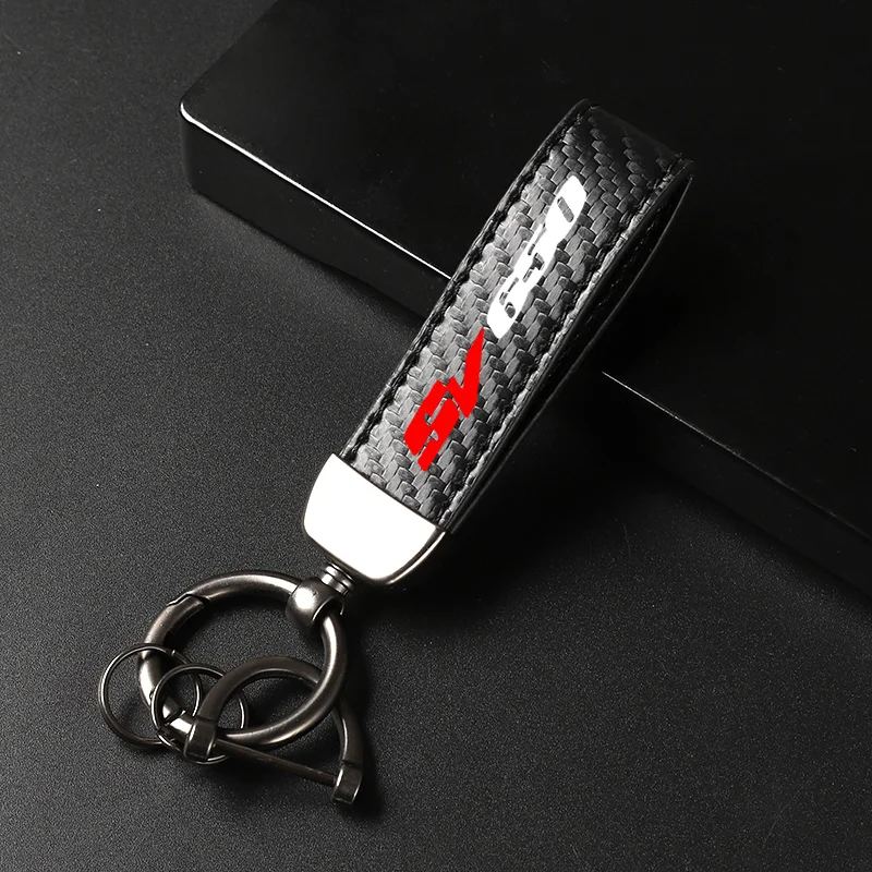 NEW-Motorcycle-Carbon-Fiber-Leather-Keychain-Horseshoe-Buckle-Jewelry ...