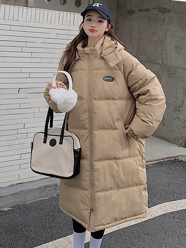 Korean Fashion Style Oversized Women Winter Medium Long Female Solid ...