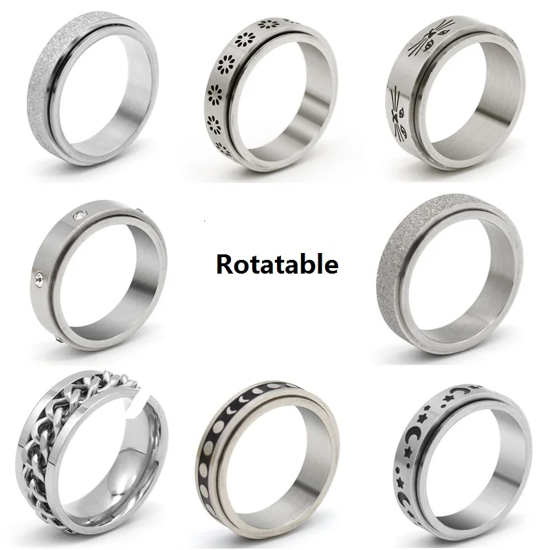 Anxiety-Stainless-Steel-Ring-Women-Men-Moon-Fidgets-Spinner-Rings ...