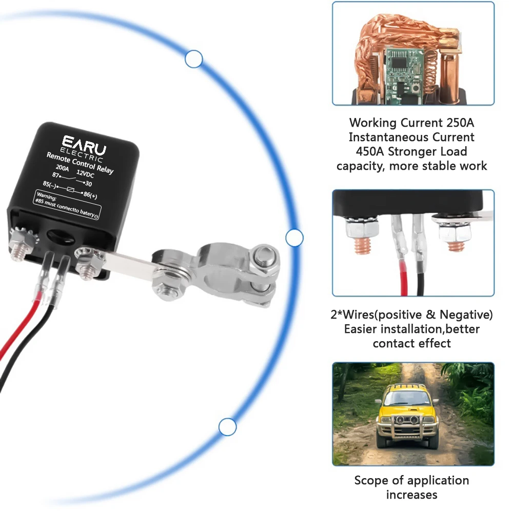 EARU Remote Battery Disconnect Switch 12V 200A Car Kill Switch Anti ...